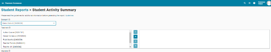 Run Student Activity Summary Report – Pearson Connexus Support