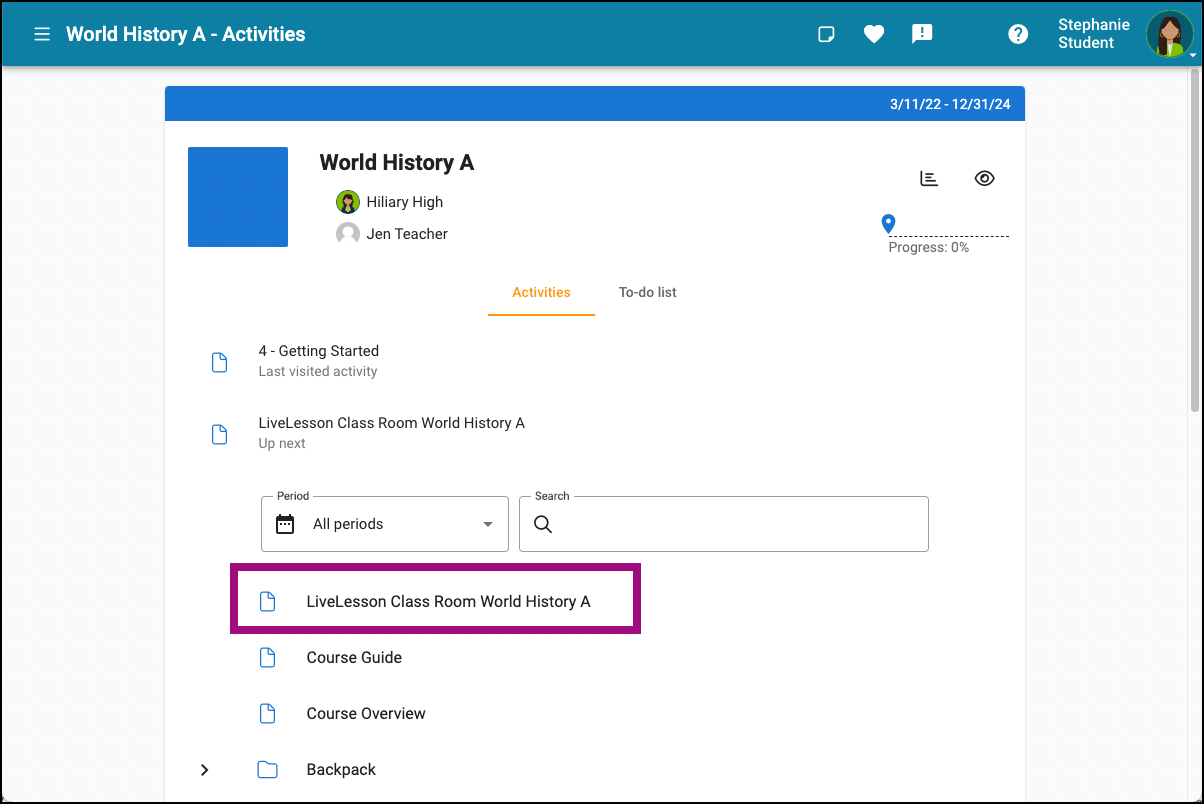 Accessing LiveLesson Sessions with Class - Student – Pearson Connexus ...