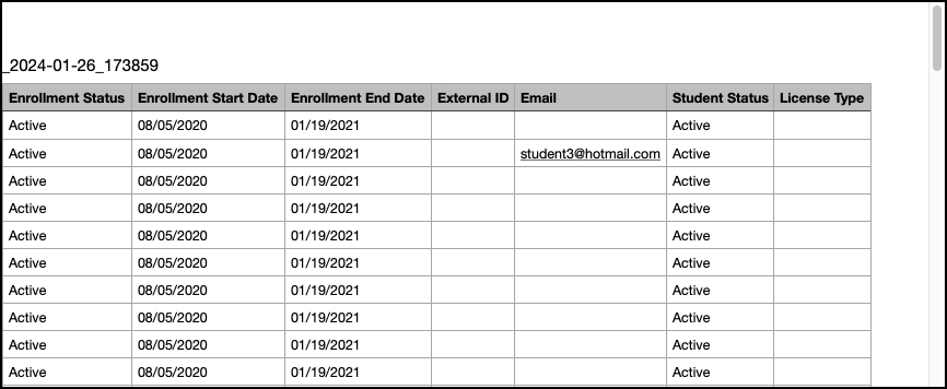 Student Enrollment Report – Pearson Connexus Support