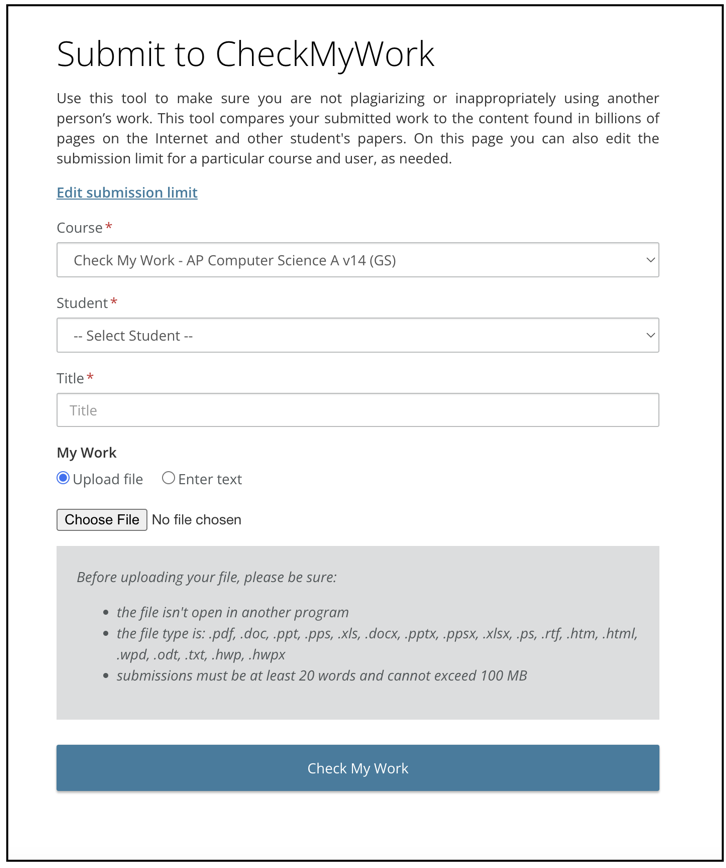 CheckMyWork- Teacher – Pearson Connexus Support