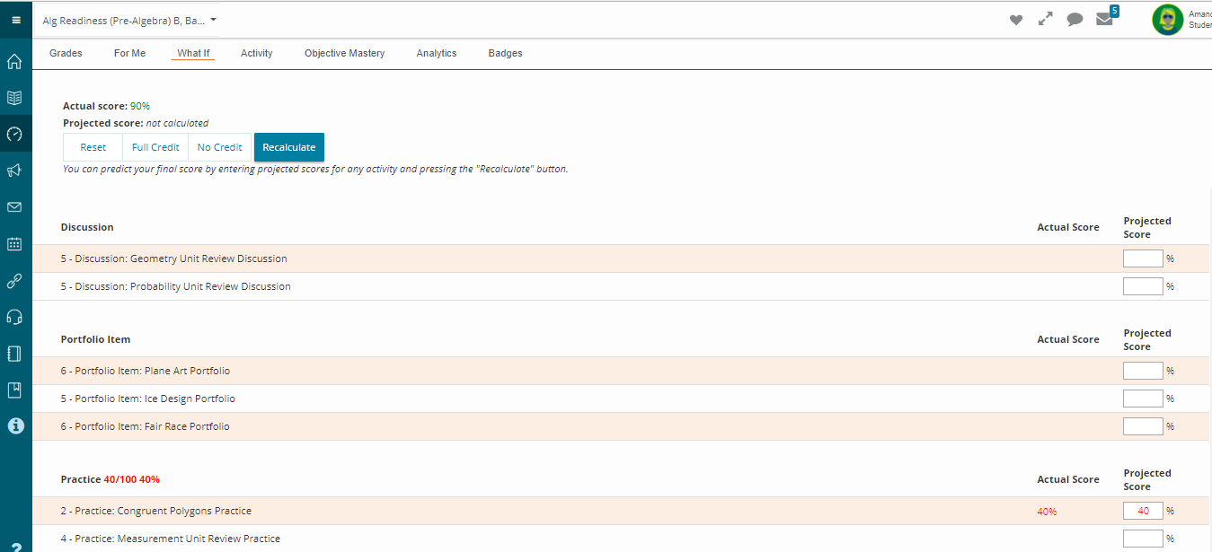 The What If Screen – Pearson Connexus Support