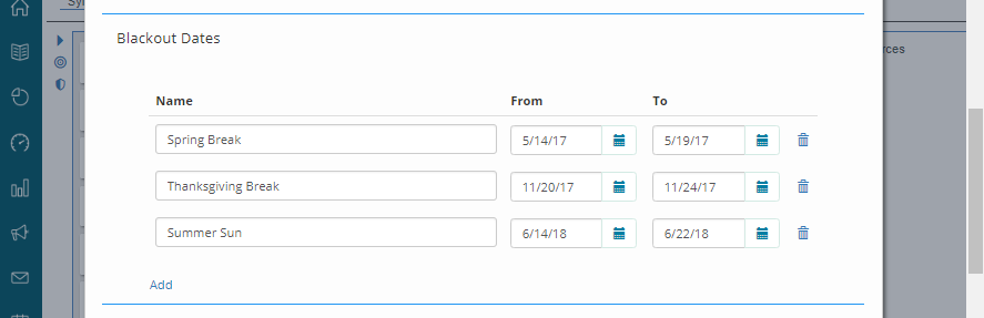 Create Course Blackout Dates – Pearson Connexus Support