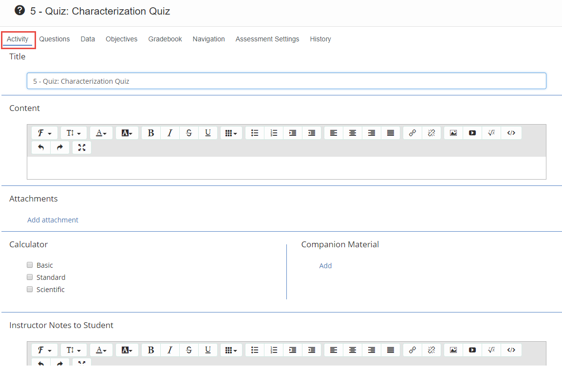 Assessment Activity Editor – Pearson Connexus Support
