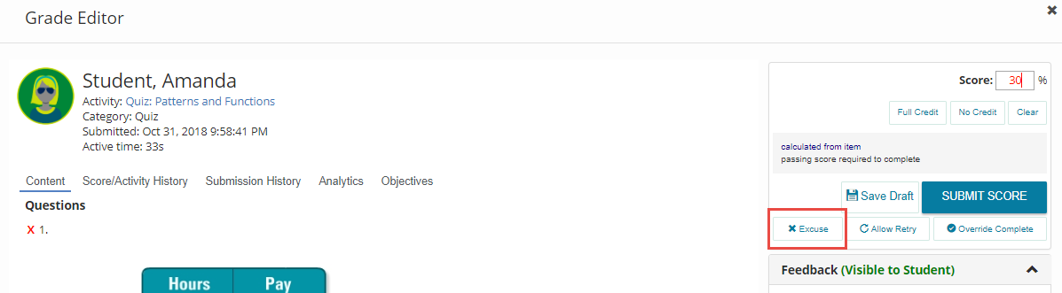 Excuse Activities – Pearson Connexus Support
