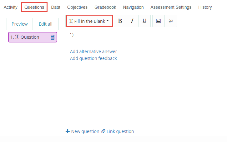 Create Fill-in-the-blank Questions – Pearson Connexus Support