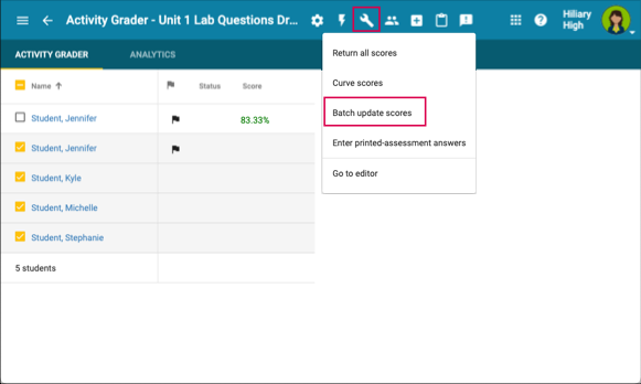 Batch Update Scores in the Activity Grader – Pearson Connexus Support